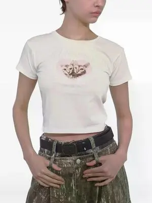 VIVAMUS Graphic-print Cropped T-shirt
