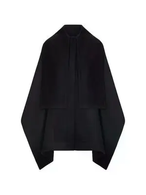 Giorgio Armani Layered Wool Cape Coat - Black