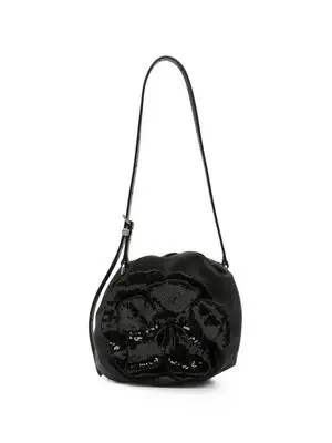 ROTATE BY BIRGER CHRISTENSEN Flower Bon Bon Sequin-embellished Bucket Bag - Black