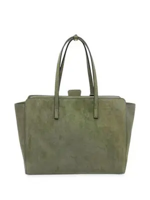 HIDESINS L Flap Suede Logo-print Tote Bag