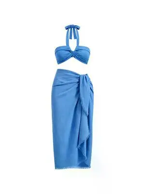 Seafolly Essential Fringed Beach Cover-up - Blue