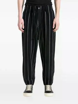 UMA WANG Vertical-stripe Drawstring Trousers - Black