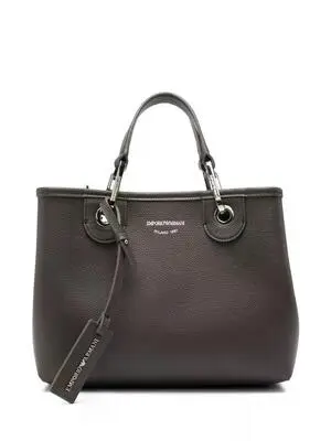 Emporio Armani Grained-effect Logo-print Tote Bag - Grey