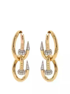 David Webb Double Bent Nail Diamond Earrings In 18k Yellow And Platinum - Gold