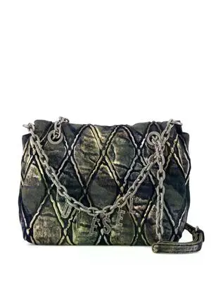 DIESEL® Charm-d Shoulder Bag In Metallic-foil Denim