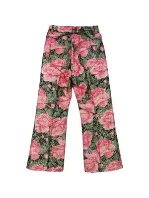 Rabanne Metallic Floral-print Trousers