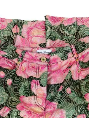 Rabanne Metallic Floral-print Trousers