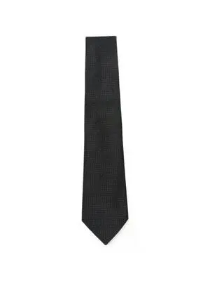 Canali Micro-pattern Silk Tie - Black