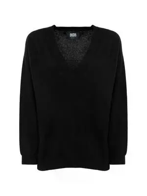 Alpha Studio V-neck Knitted Sweater - Black