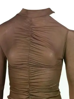 VIVAMUS Gathered Cold-shoulder Top