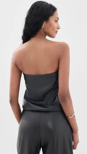 WAYF Camryn Faux Leather Strapless Top