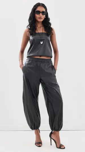 WAYF Camryn Faux Leather Strapless Top