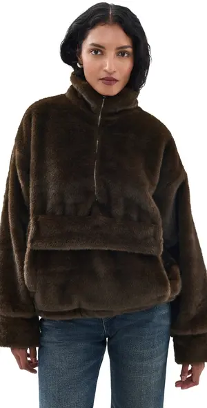 Source Unknown Zvika Faux Fur Anorak - Brown