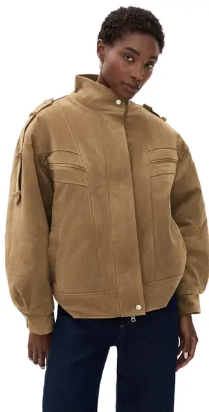 Source Unknown Tova Faux Suede Bomber Jacket