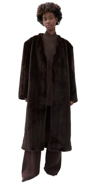 Source Unknown Dhanila Faux Fur Coat - Brown