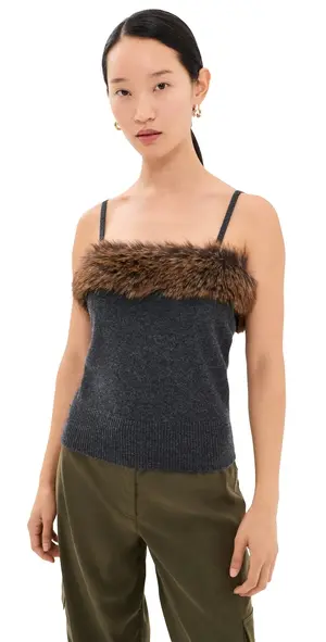 Marc Jacobs Faux Fur Lined Tank Top - Charcoal