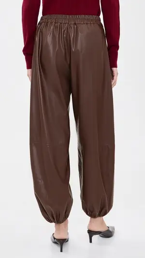 WAYF Camryn Faux Leather Balloon Pants - Chocolate