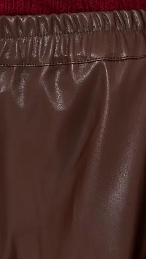 WAYF Camryn Faux Leather Balloon Pants - Chocolate