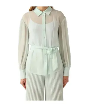 TWINSET Sheer Belted Shirt - White