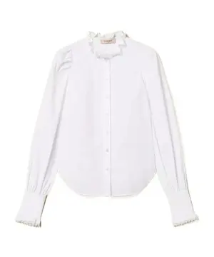 TWINSET Lace-trim Poplin Shirt - White