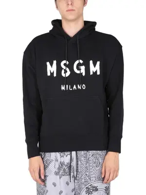 MSGM Logo Printed Drawstring Hoodie