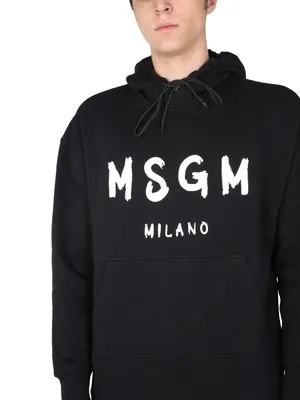 MSGM Logo Printed Drawstring Hoodie
