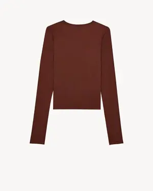 Saint Laurent Cassandre Long-sleeve Top - Chocolate-colored