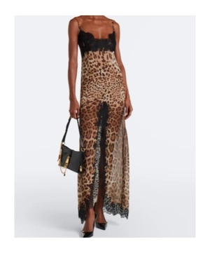 Dolce & Gabbana Lace-trimmed Silk-blend Chiffon Slip Dress