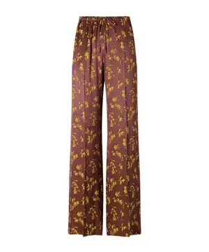 Dries Van Noten Golden Floral Print Wide Leg Pants - No