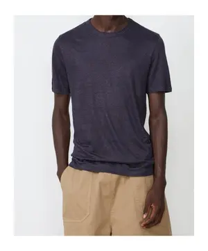 Officine Générale Garment-dyed Linen T-shirt - Navy Ink