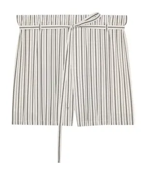 Saint Laurent Lounge Shorts In Sateen-striped Cotton Poplin - White