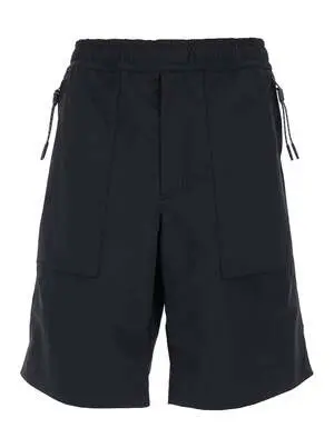 Moncler Bermuda Shorts With Elastic Waist And Logo Patch On The Back In Tech Fabric For - Black