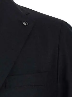 Tagliatore Montecarlo' Grey Single-breasted Jacket With Front Button Closure In Wool And Silk Blend For