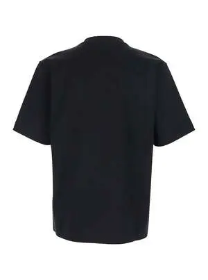 Fendi Crewneck T-shirt With Ff Embroidery On The Front In Cotton - Black