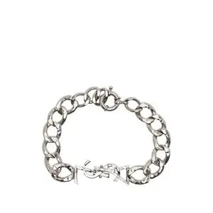 Saint Laurent Tone Logo Charm Chain Bracelet - Silver