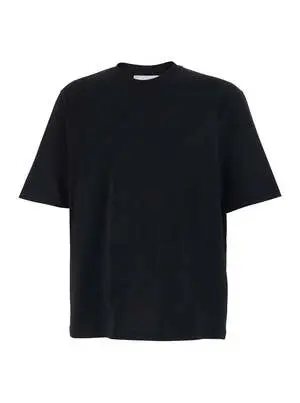 AMI Paris Black Crewneck T-shirt With Adc Embroidery On The Front In Cotton - Multicolor