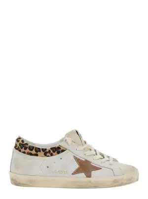 GOLDEN GOOSE Sneaker 'super Star' Low Top With Star Patch On The Side And Animal Print On The Back In White Leather For - Multicolor