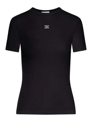 Celine Slim Fit Cotton T-shirt With Logo - Multicolor