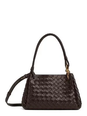 Bottega Veneta Shoulder Bag 'parachutte' With Knot Detail And Intreccio Motif In Brown Leather For - Multicolor