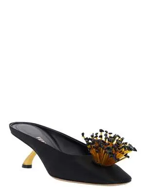 FERRAGAMO Crystal-embellished Fabric Low Heel Sandals - Multicolor
