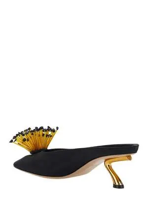 FERRAGAMO Crystal-embellished Fabric Low Heel Sandals - Multicolor