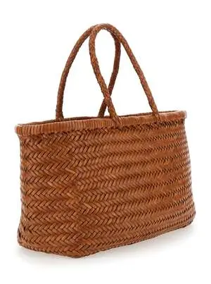 Dragon Diffusion Tote Bag 'bamboo Triple Jump' With Two Top Handles In Leather For - Brown
