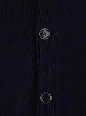Giorgio Armani Blue Jacket With V-neck And Patch Pockets In Virgin Wool