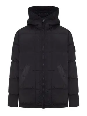Stone Island Quilted Nylon Down Jacket With High Collar