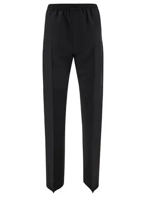 Givenchy Black Jogger Pants With Elastic Waistband In Wool And Mohair - Multicolor