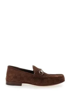 Gucci Horsebit 1953' Brown Loafers With Horsebit In Gg Canvas - Multicolor