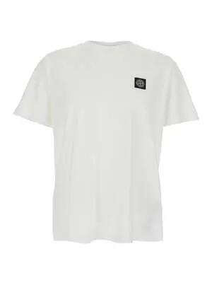 Stone Island Crew Neck T-shirt With Logo Patch On Front In Cotton For - Multicolor