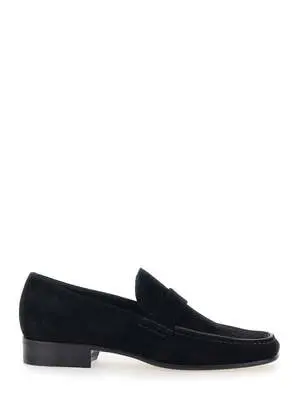 Phoebe Philo Black Pull-on Loafers In Suede - Multicolor