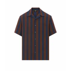 Fendi Silk Short Sleeves Shirt With Pequin Stripes - Blue