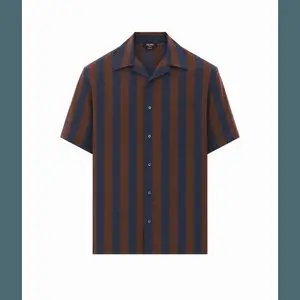 Fendi Silk Short Sleeves Shirt With Pequin Stripes - Blue